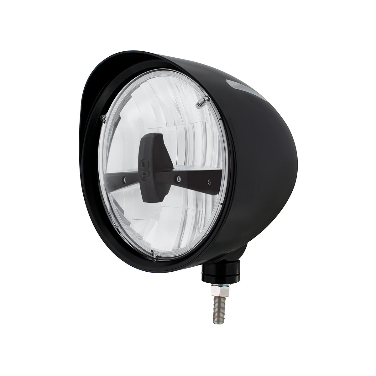 Black "Billet" Style Groove Headlight With Visor 5 LED Bulb - Blackout ...